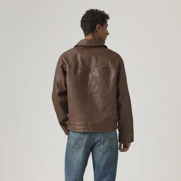 Levi'S Corona Heights Leather Jacket In Worn Sepia Leather Brown